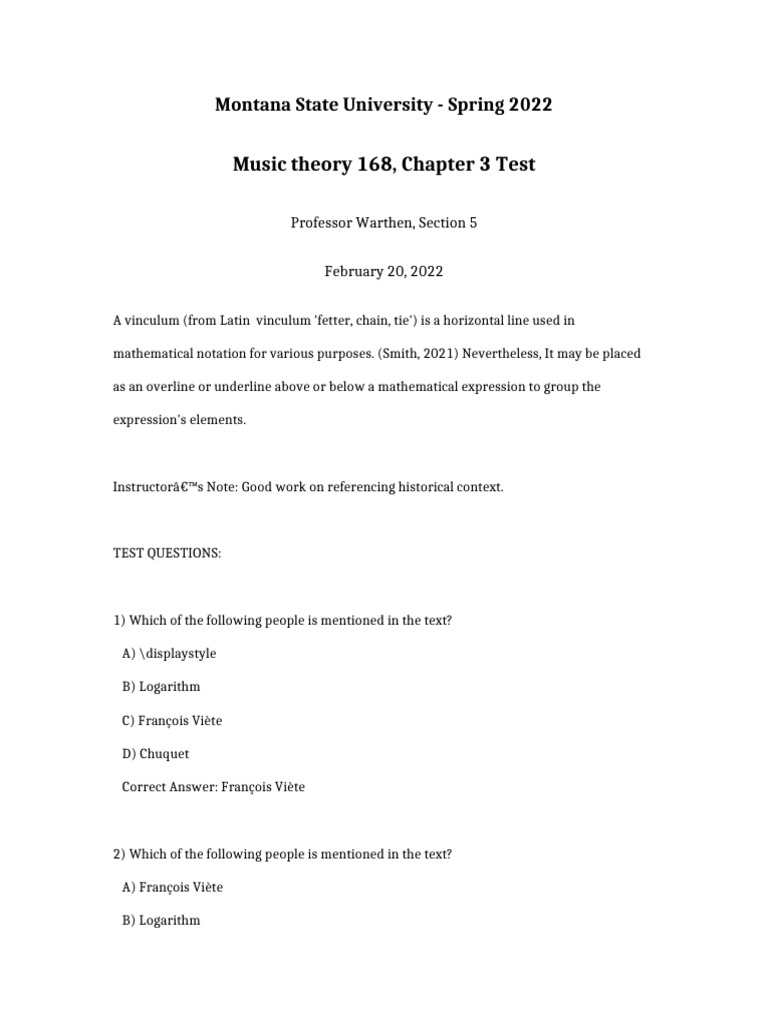 Music Theory 168 Chapter 3 Test | PDF