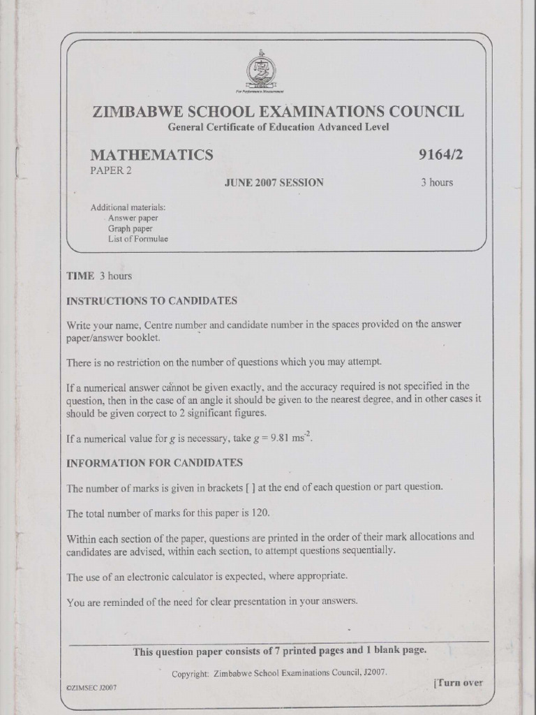 June 2007 Paper 2 | PDF