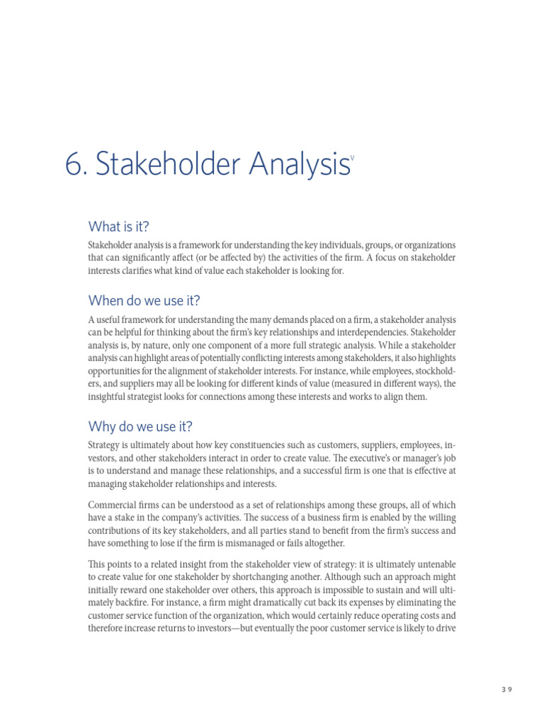 Stakeholder Analysis Framework Guide | PDF | Stakeholder (Corporate ...