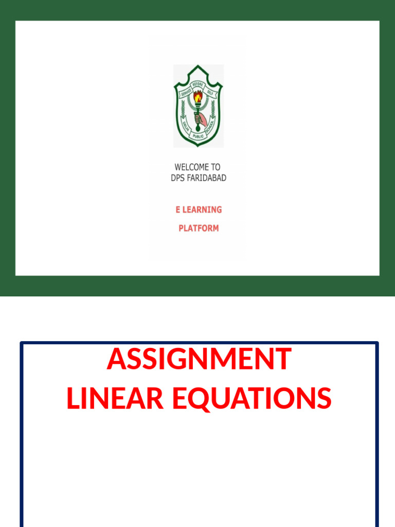 LINEAR EQUATIONS Assignment | PDF | Elementary Mathematics | Arithmetic
