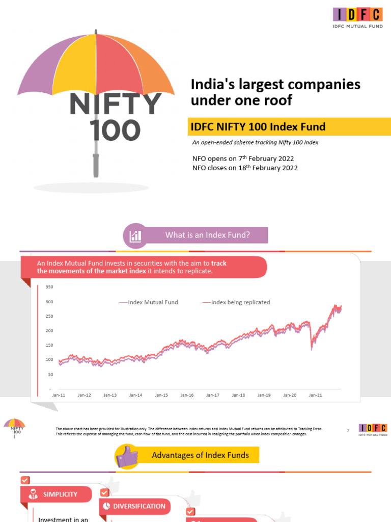 IDFC Nifty 100 Index Fund Overview | PDF | Index Fund | Investing