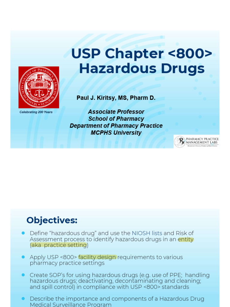 USP Hazardous Drug Guidelines | PDF | Pharmacology | Occupational ...
