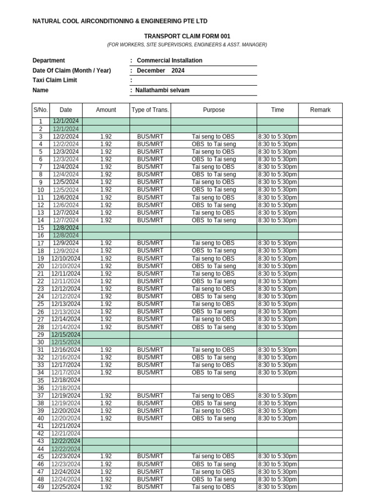 Transport Claim December | PDF | Myanmar