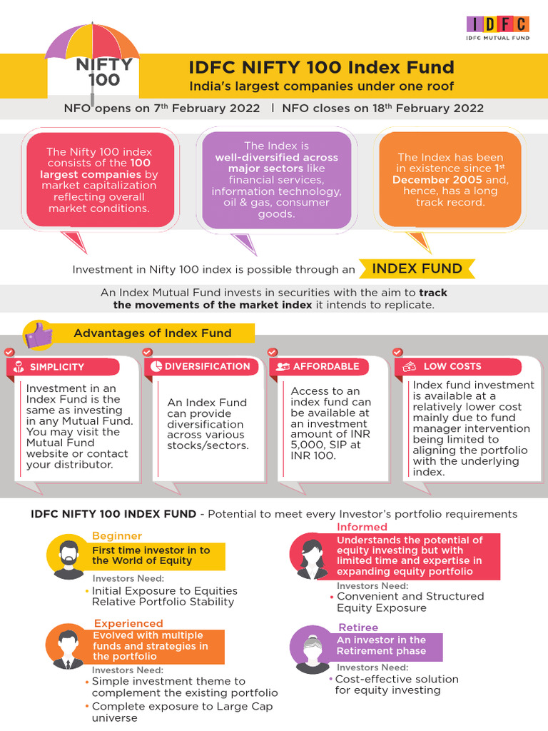 IDFC Nifty 100 Index Fund Overview | PDF | Investing | Index Fund