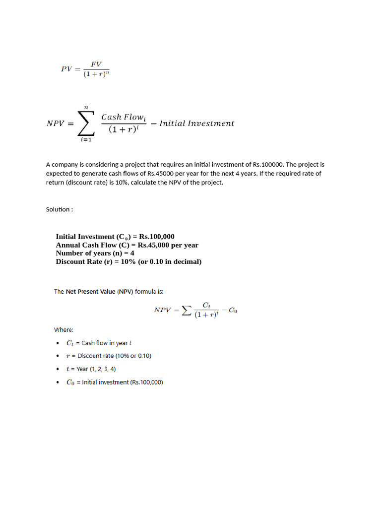 NPV Calculation for Investment Project | PDF