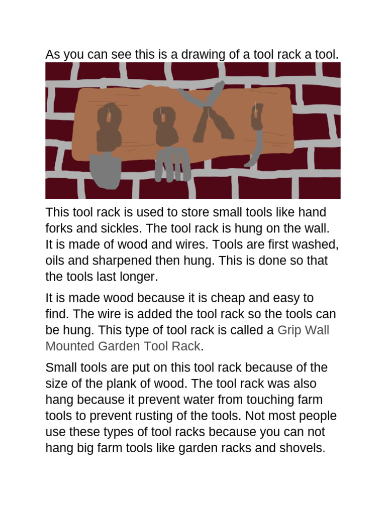 As You Can See This Is A Drawing of A Tool Rack A Tool | PDF