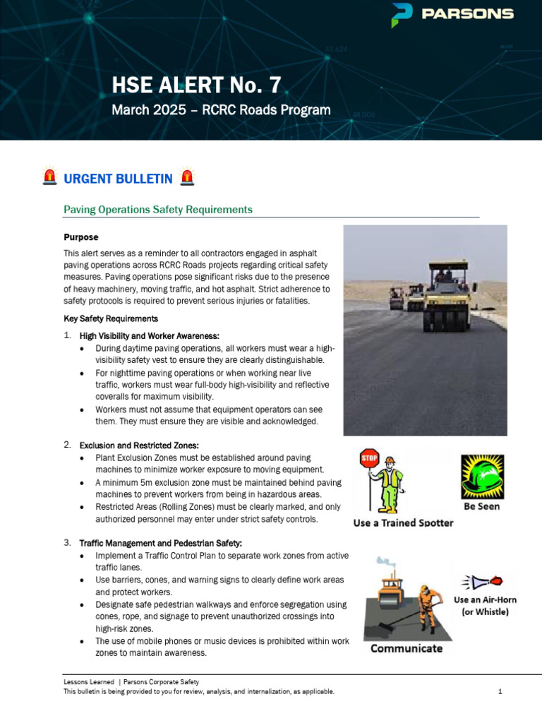 HSE Alert No 7 - Paving Operations Safety Requirements | PDF | Traffic ...