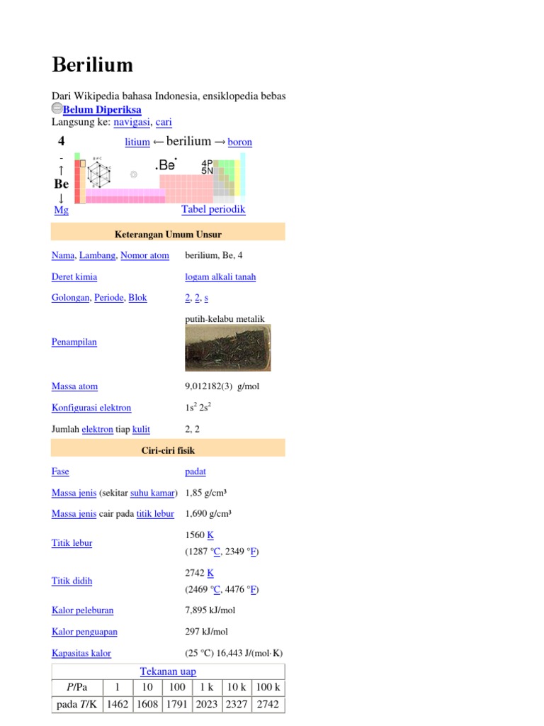 Berilium | PDF | Ilmu Sosial | Teknologi & Rekayasa
