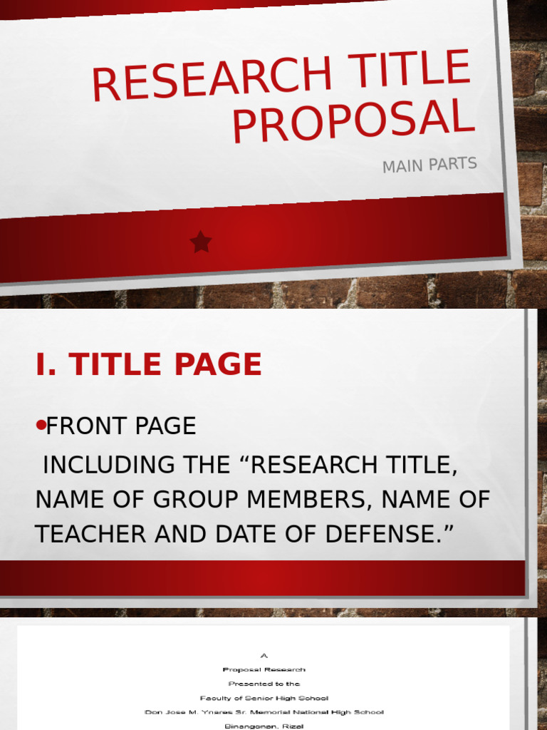 Research Title Proposal - dISCUSSION | PDF