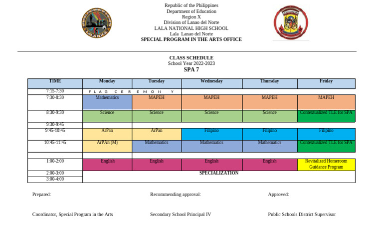 SPA Class Schedule | PDF