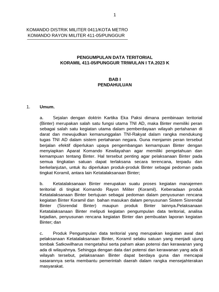 1 SEP Contoh 2023 PEDOMAN BIMNIS PUL DATA C | PDF