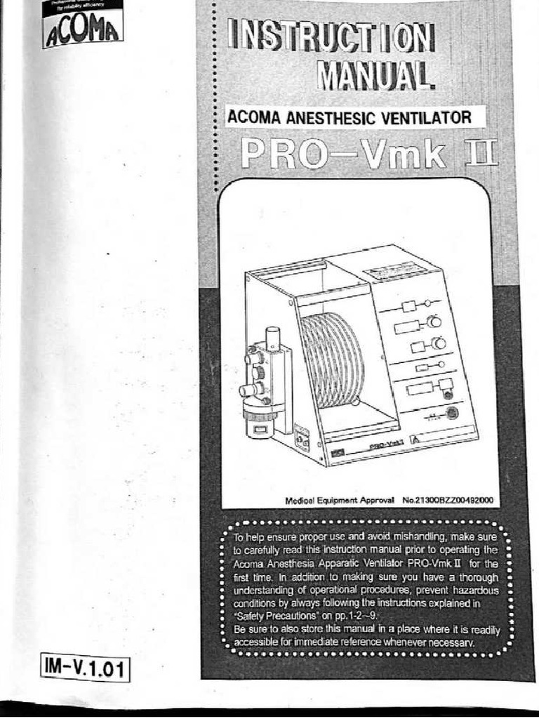 Acoma Pro-Vmk II Ventilator - User Manual | PDF