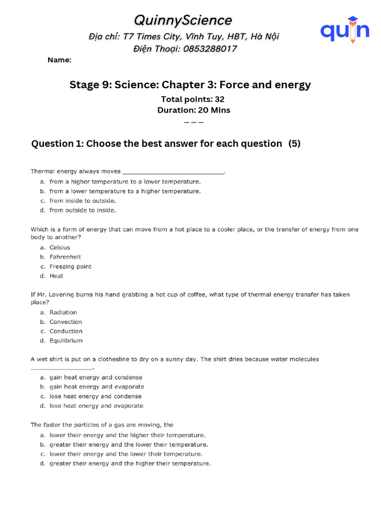 Stage 9 Science Chapter 3 Force and Energy | PDF