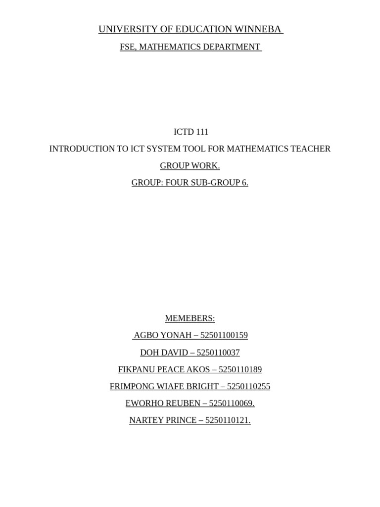 GROUP FOUR (4) Sub-Group Six (6) - 011230 | PDF | Microsoft Word ...