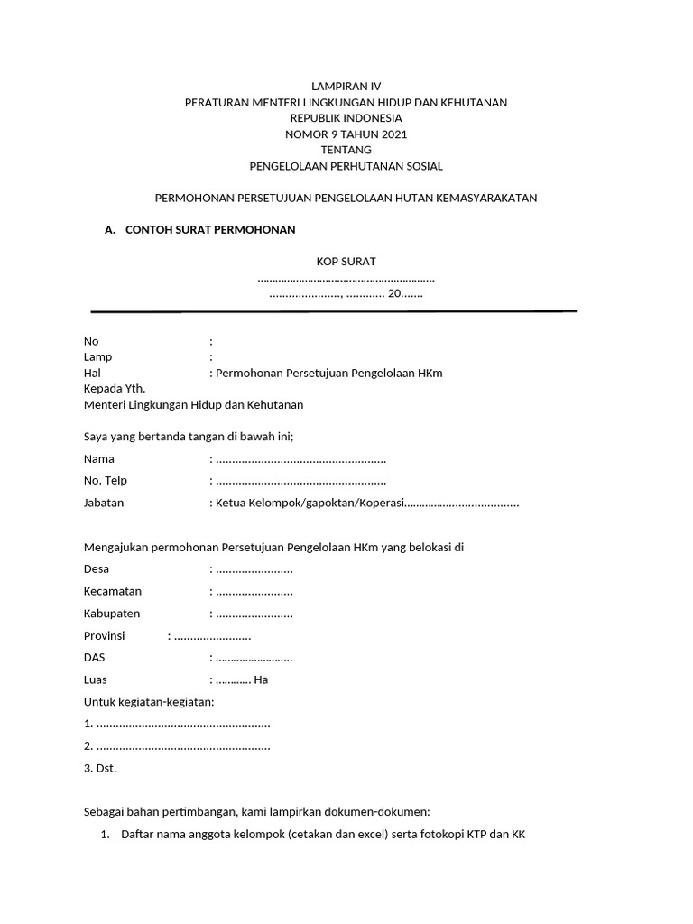 Contoh Permohonan HKM | PDF