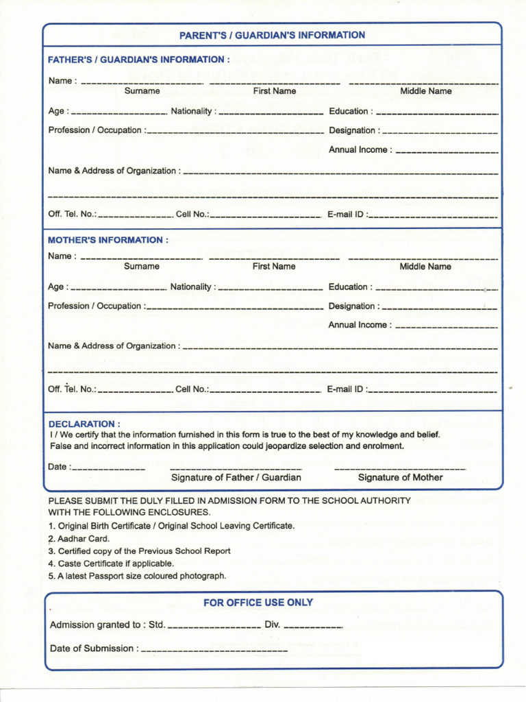 Admission Form Pg2 | PDF