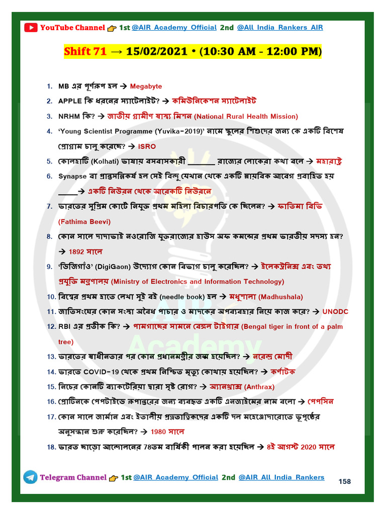 NTPC Pyq GK (2020-21) - Air Academy (Part-02) | PDF