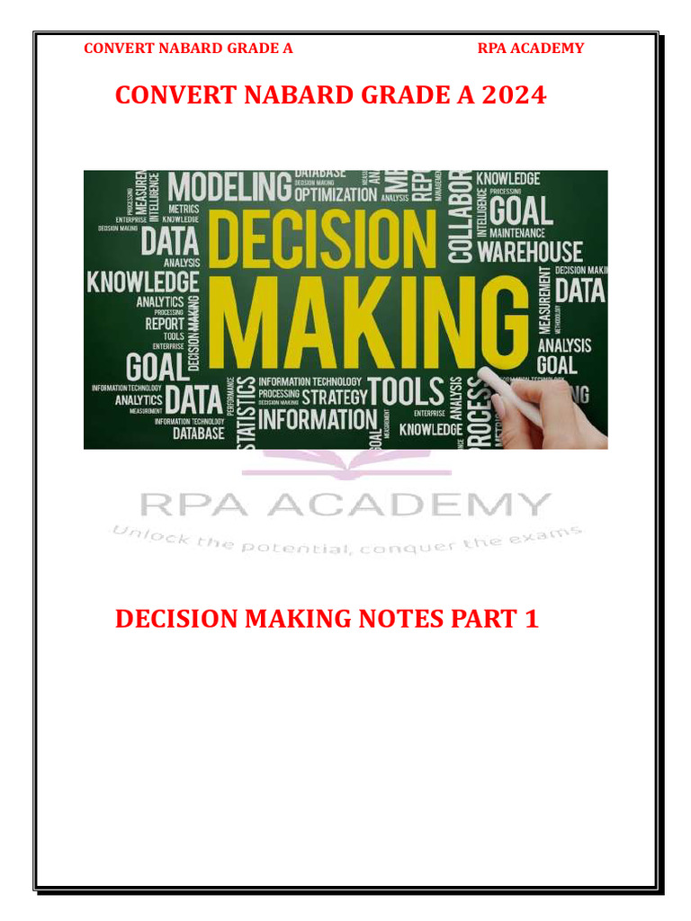Convert Nabard Grade A 2024 Decision Making Part 1 | PDF | Decision Making | Cost–Benefit Analysis