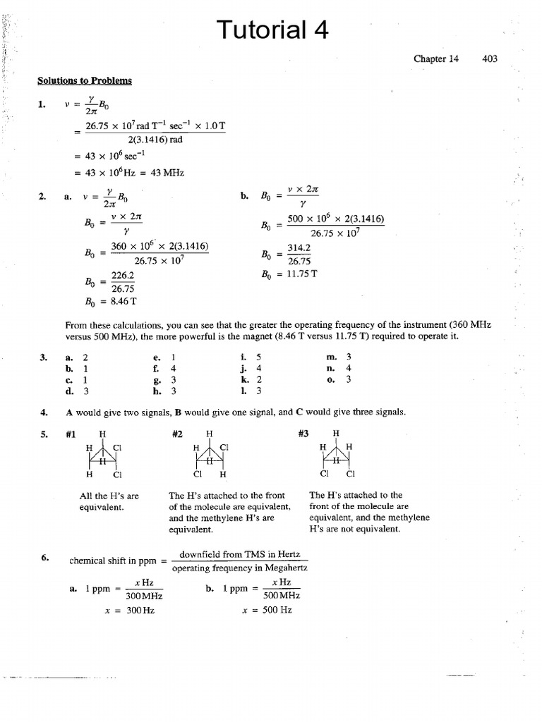 Chem320 Spectroscopy Tutorial 2 Memo | PDF