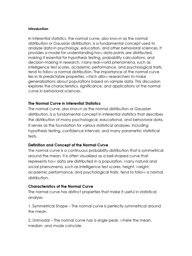 Normal_Curve_Inferential_Statistics | PDF | Normal Distribution ...