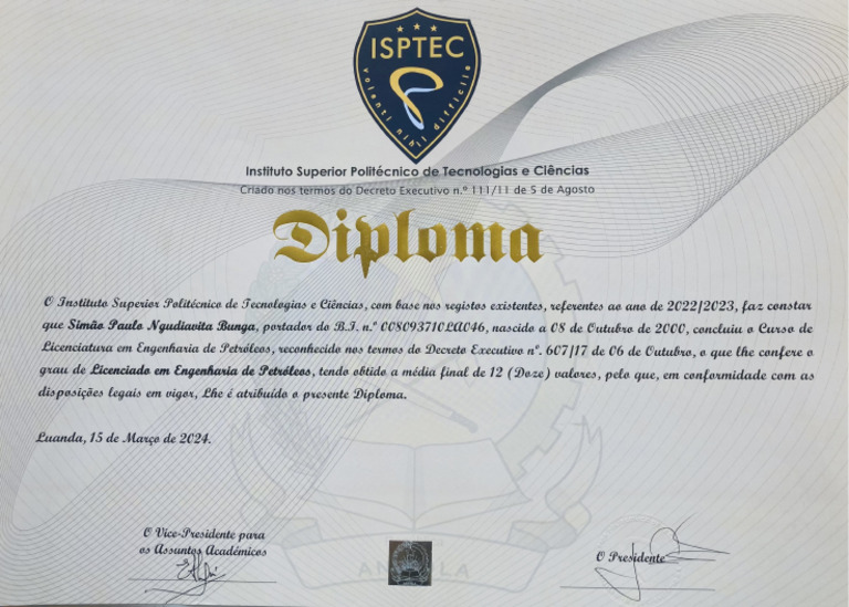 Diploma of Simão Bunga | PDF