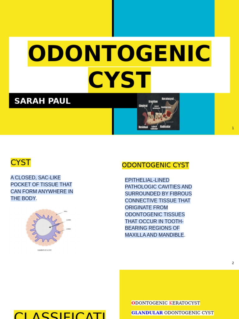 Odontogenic Cyst | PDF | Medical Specialties | Dentistry Branches