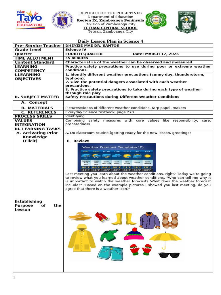 LP Science - Safety Precautions | PDF | Learning | Weather