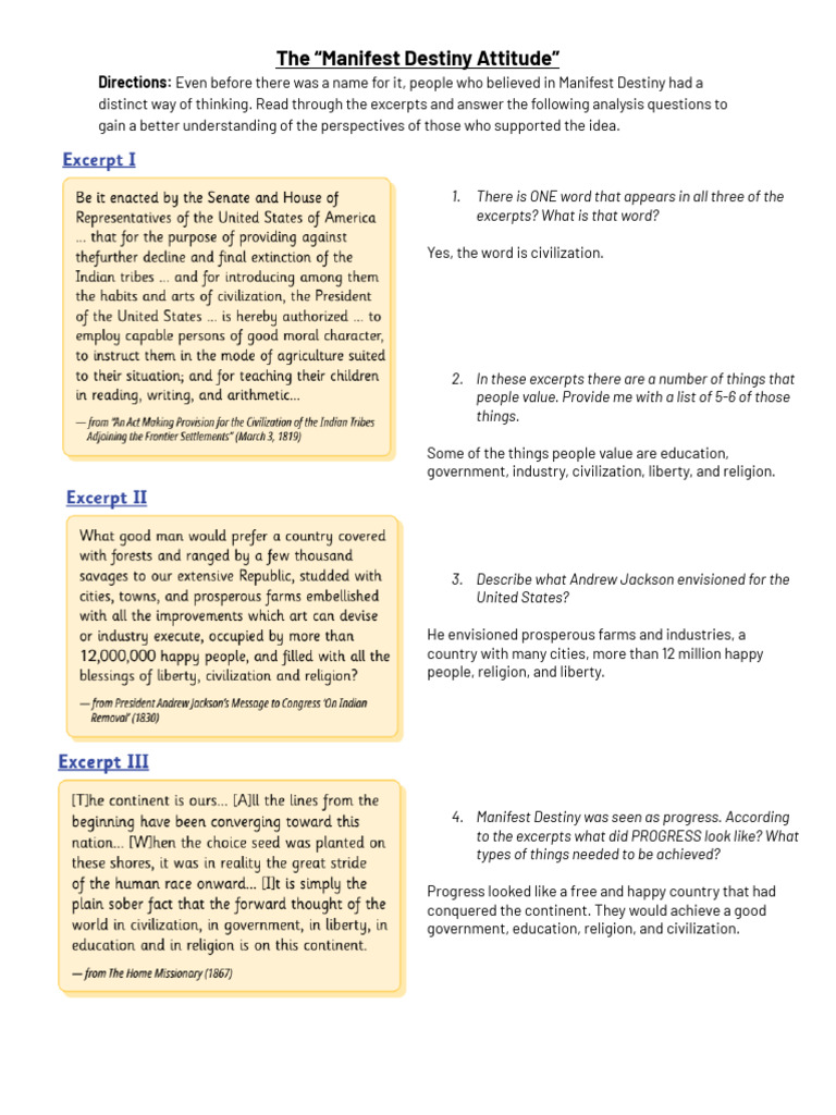 Understanding Manifest Destiny Perspectives | PDF