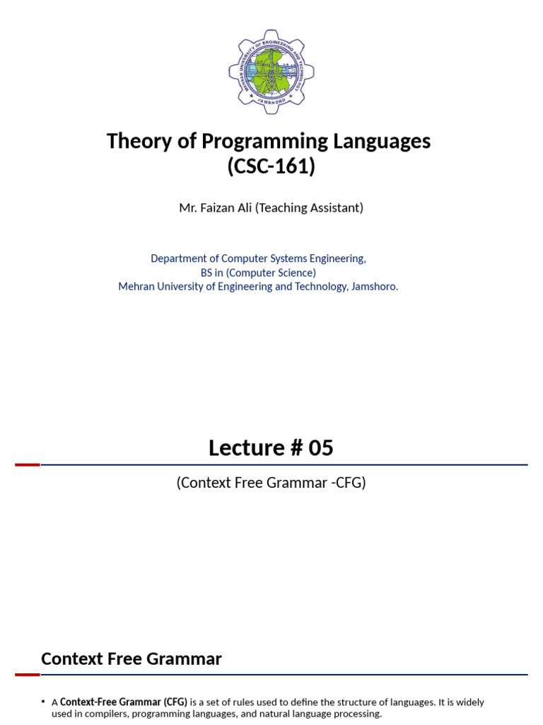 Context Free Grammar | PDF | Linguistics | Mathematical Logic