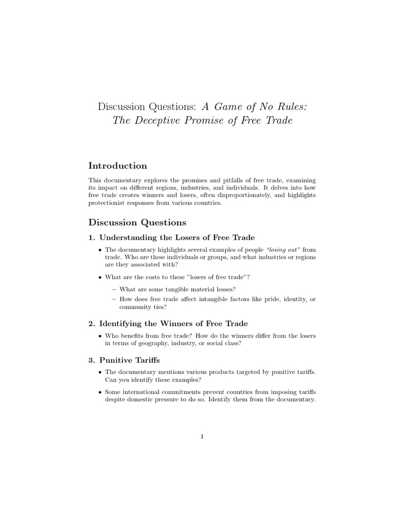 Free Trade: Winners, Losers, and Tariffs | PDF
