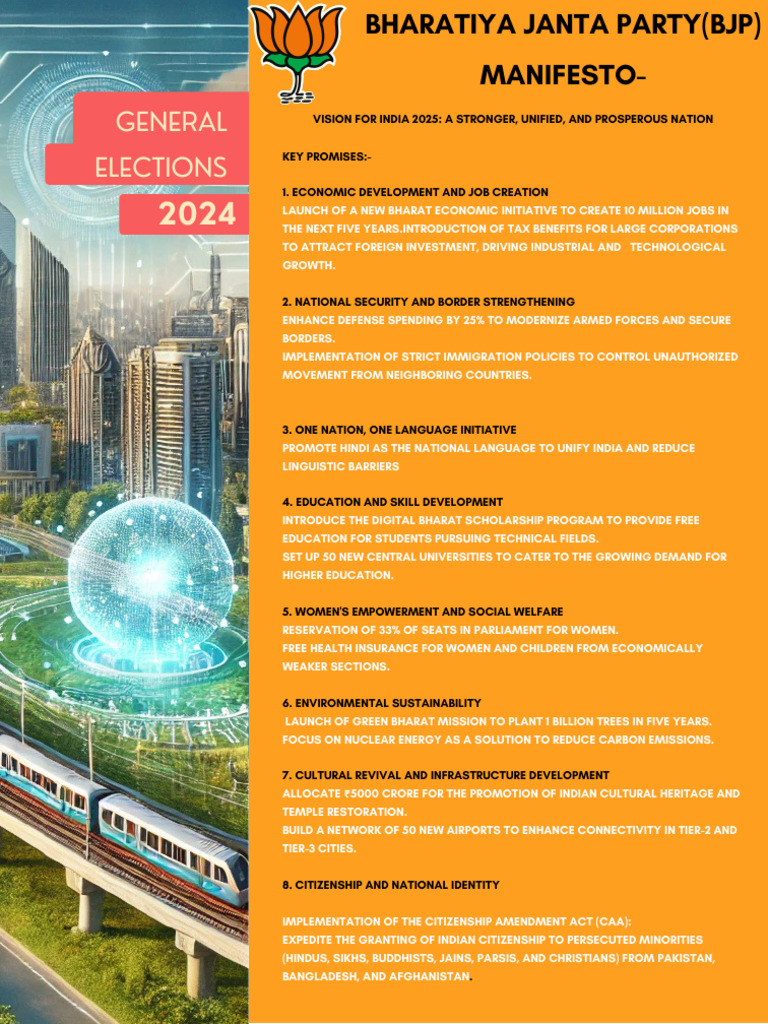 BJP 2024 Manifesto: Vision for India 2025 | PDF | Government | Economies