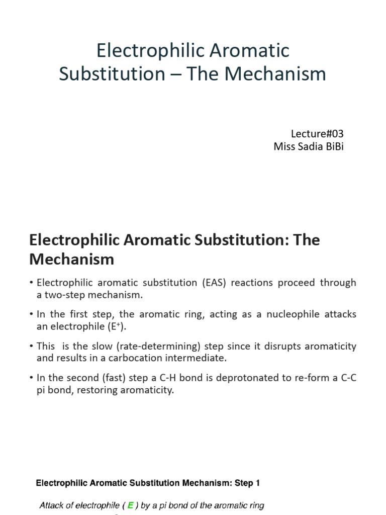 Electrophilic Aromatic Substitution - The Mechanism | PDF | Aromaticity | Alkene