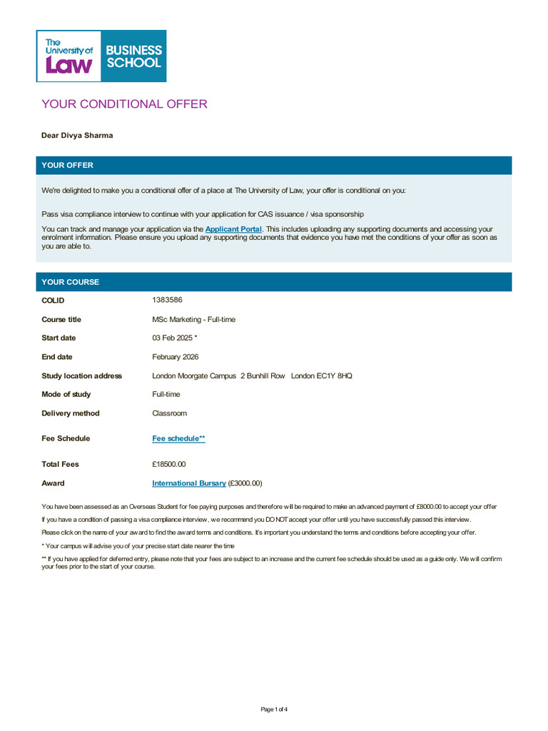 Admissions 1383586 OfferLetter | PDF