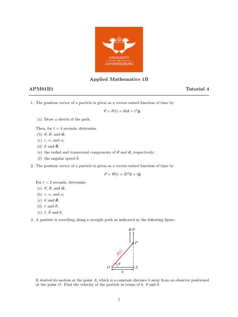 Applied Mathematics 1B: Particle Motion Analysis | PDF | Physical ...