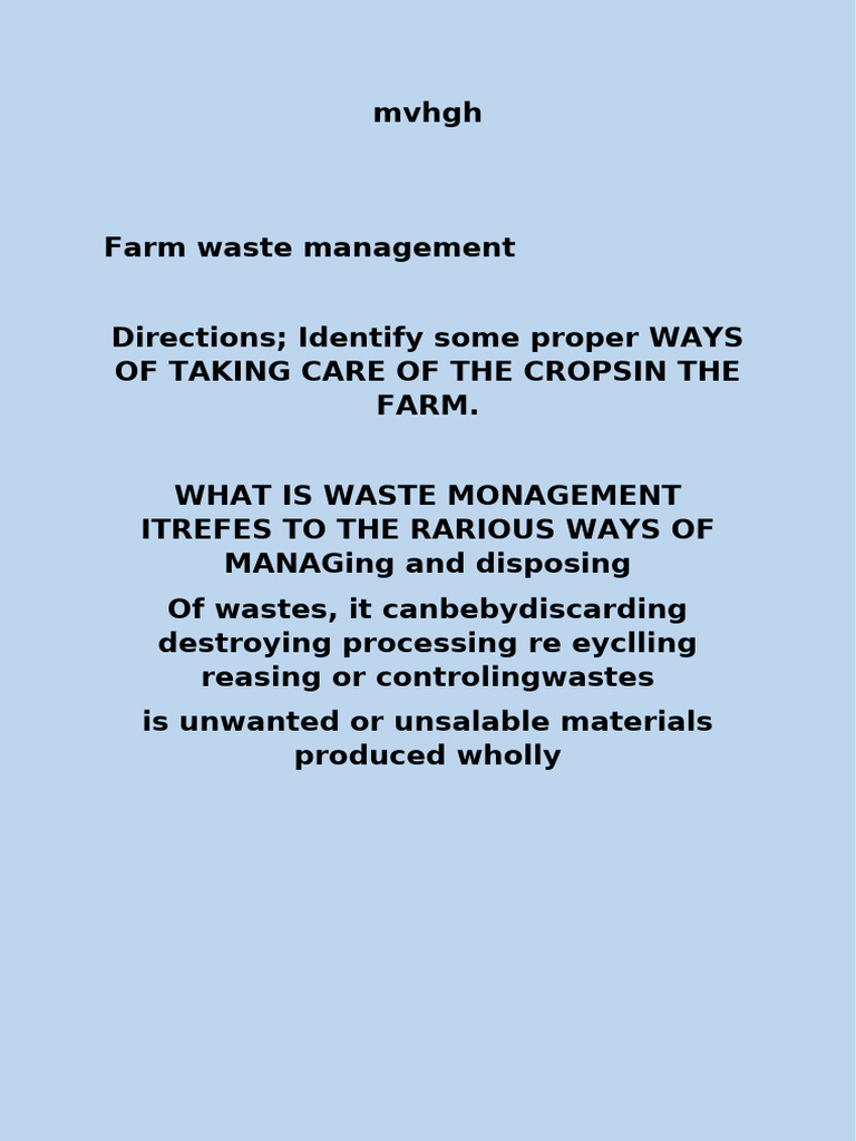 Effective Farm Waste Management Tips | PDF