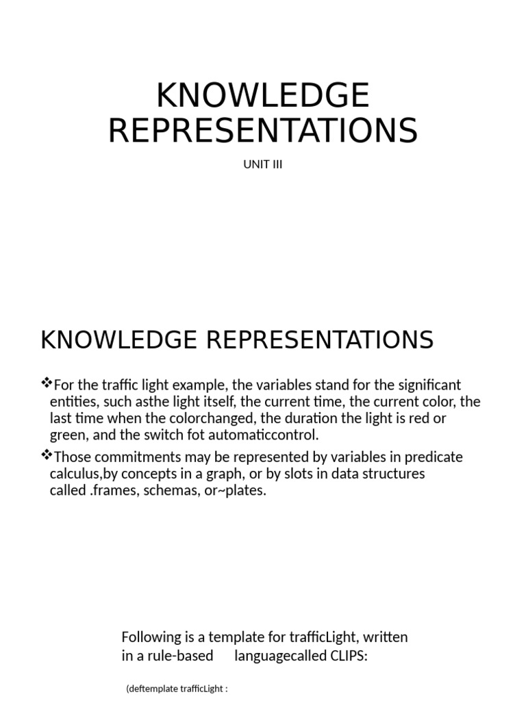 Knowledge Representations Unit III | PDF
