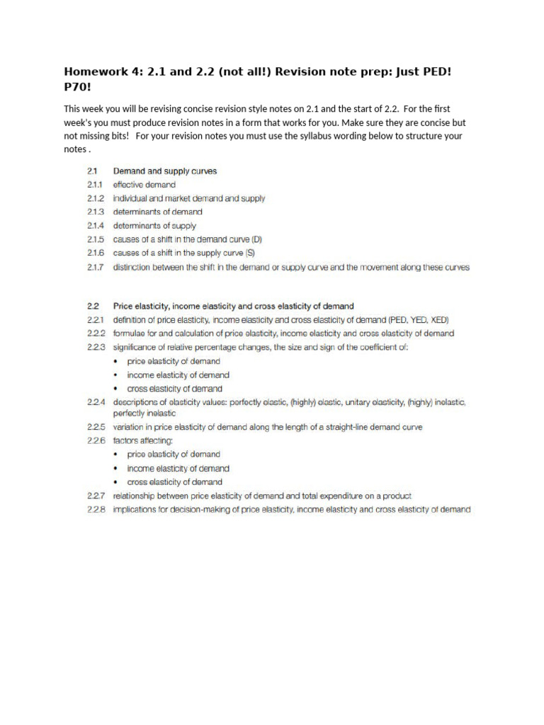 Homework 4 2.1, 2.2 Revision notes prep | PDF