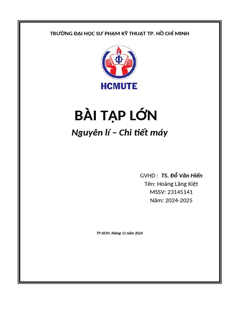 Hoàng Lăng Kiệt BTL Nguyên lý | PDF