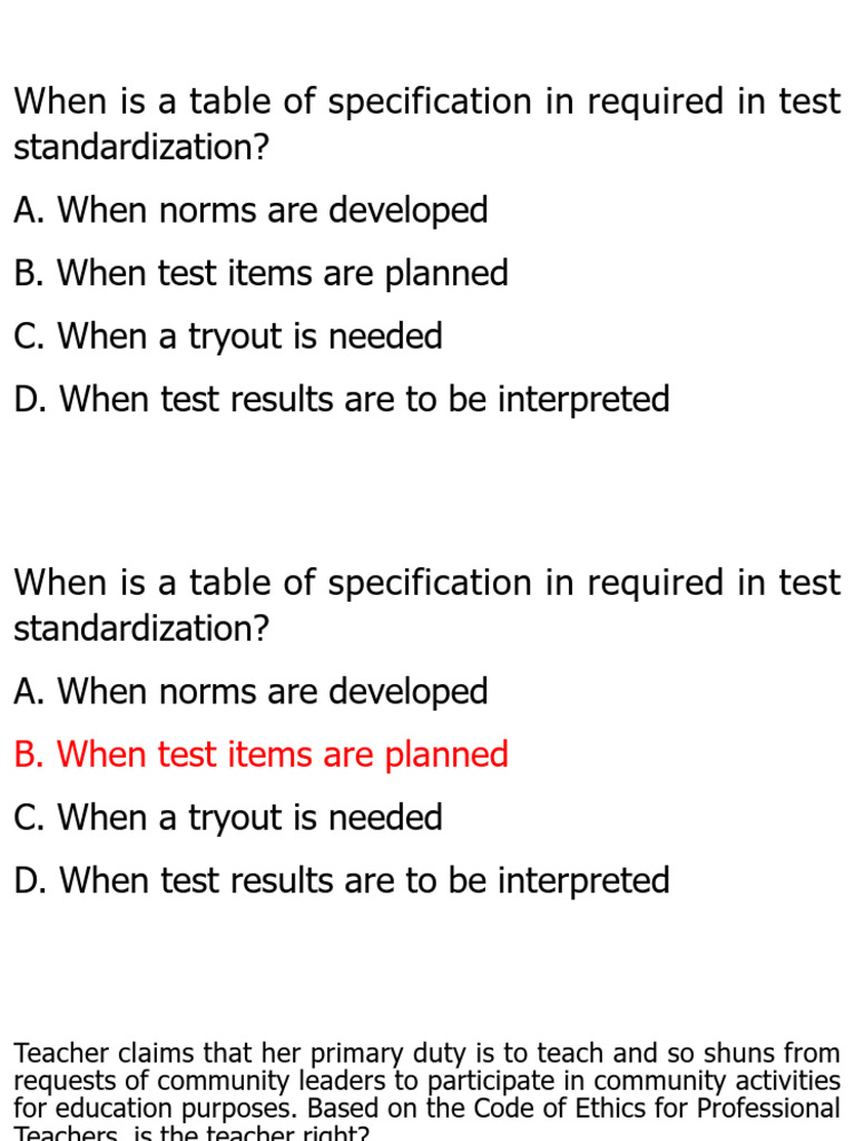 Test Standardization and Teacher Ethics Insights | PDF | Curriculum ...