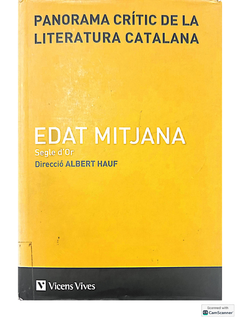 Llibre Panorama Crític de La Literatura Catalana. Edat Mitjana Segle D ...
