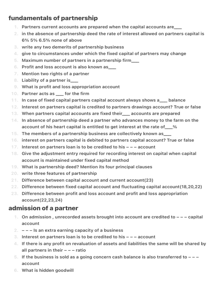 Partnership Fundamentals Overview | PDF | Partnership | Goodwill ...