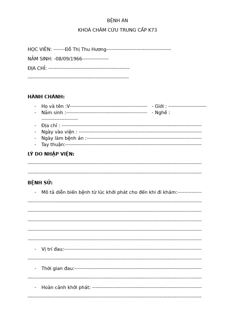 BỆNH ÁN1 (AutoRecovered) | PDF