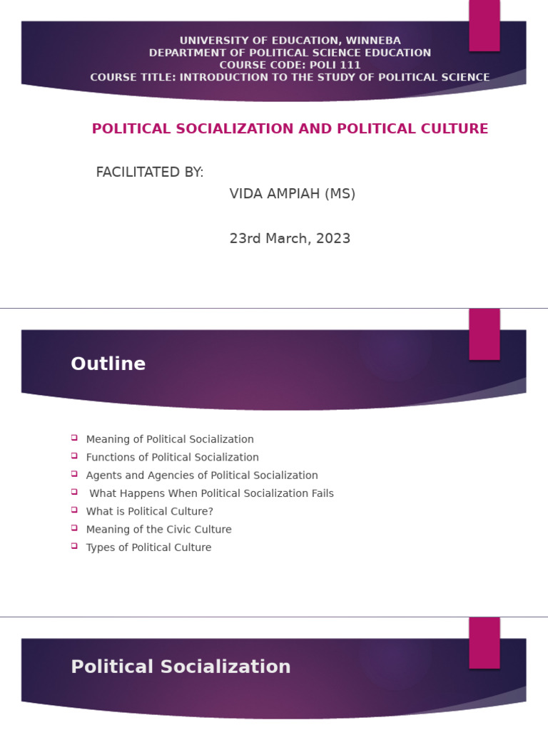 Political Socialization and Culture Overview | PDF | Socialization ...