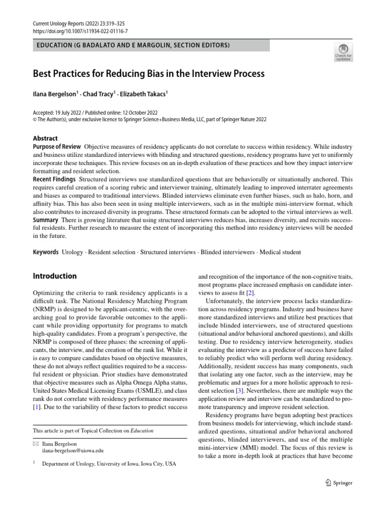 Best Practices For Reducing Bias in The Interview Process | PDF | Bias ...