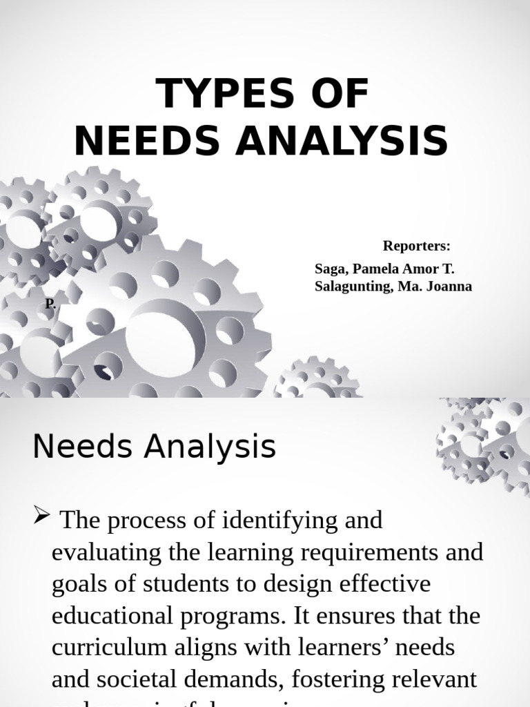 Needs Analysis Presentation | PDF | Focus Group | Learning