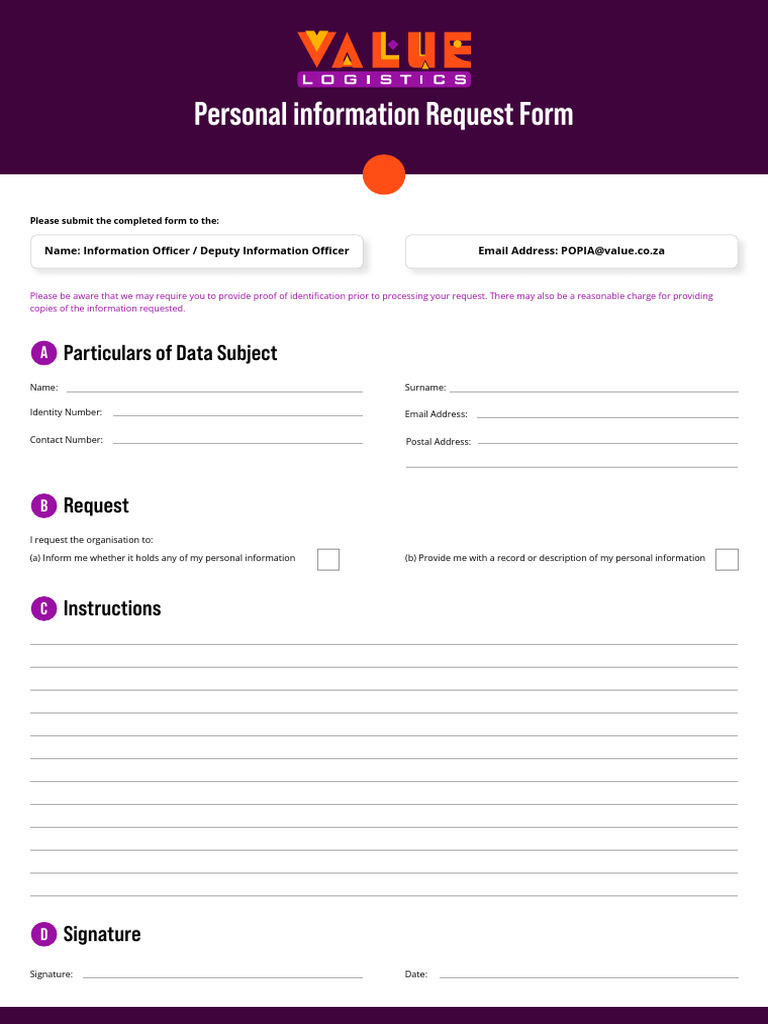 062 - POPI Forms - Personal Information Request Form | PDF