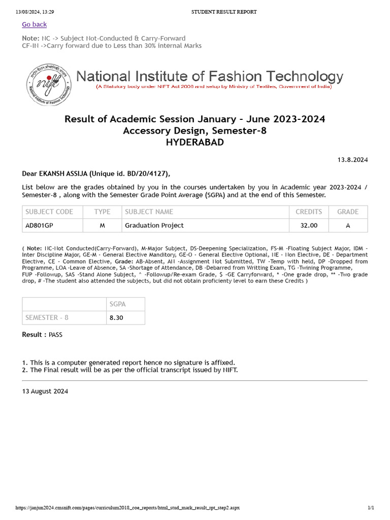 Student Result Report | PDF