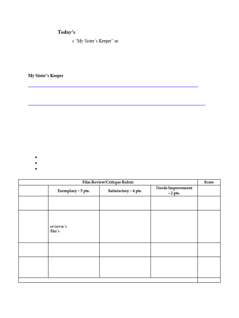 Rubrics For Movie Review | PDF | Human Communication
