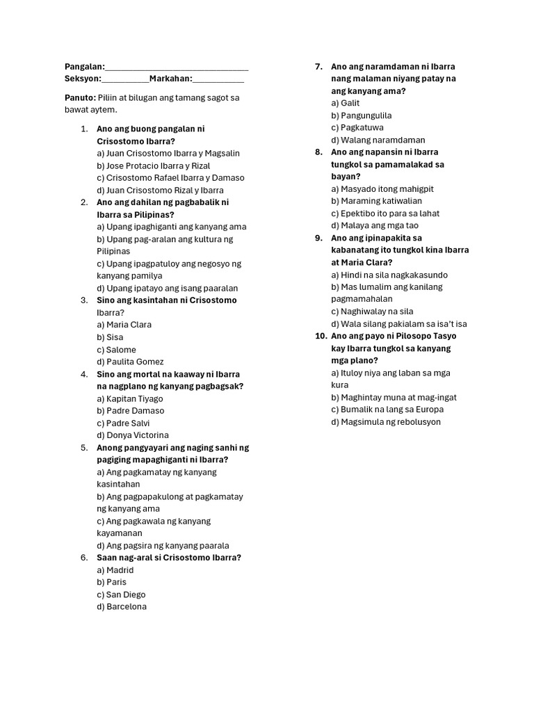 Pagtataya 1-15 | PDF