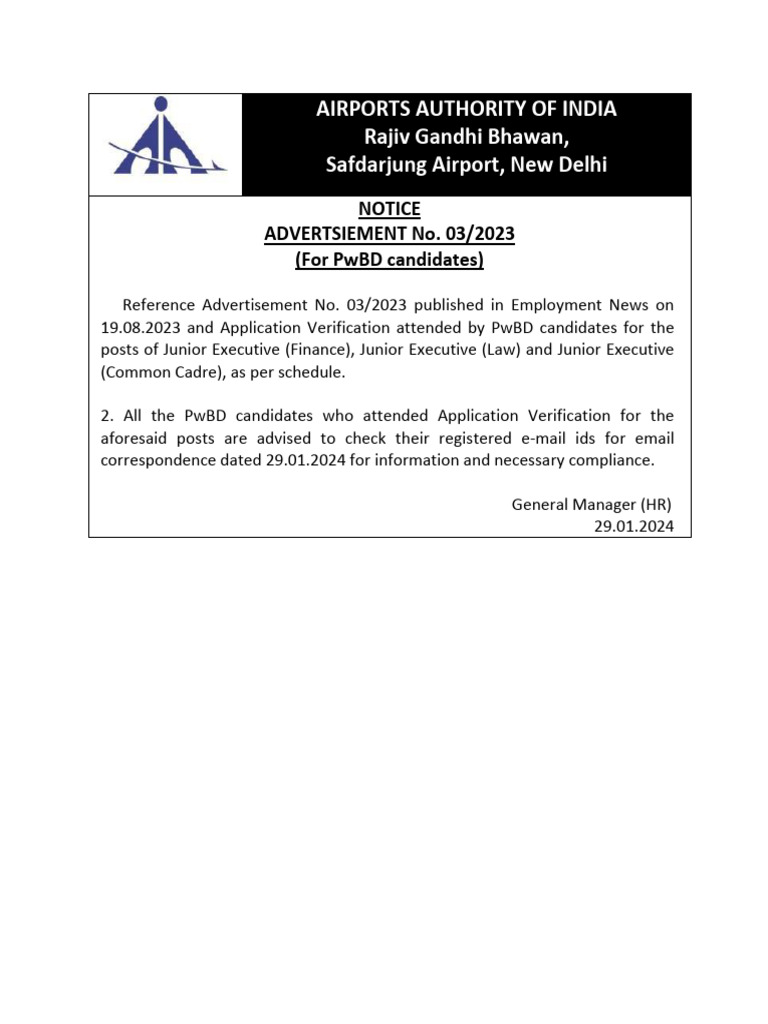 Notice For PWBD Candidates | PDF